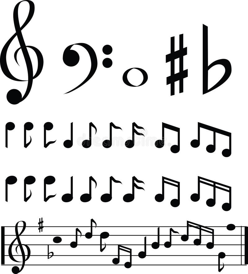 Sélection Noire Et Blanche De Note De Musique Illustration de Vecteur ...