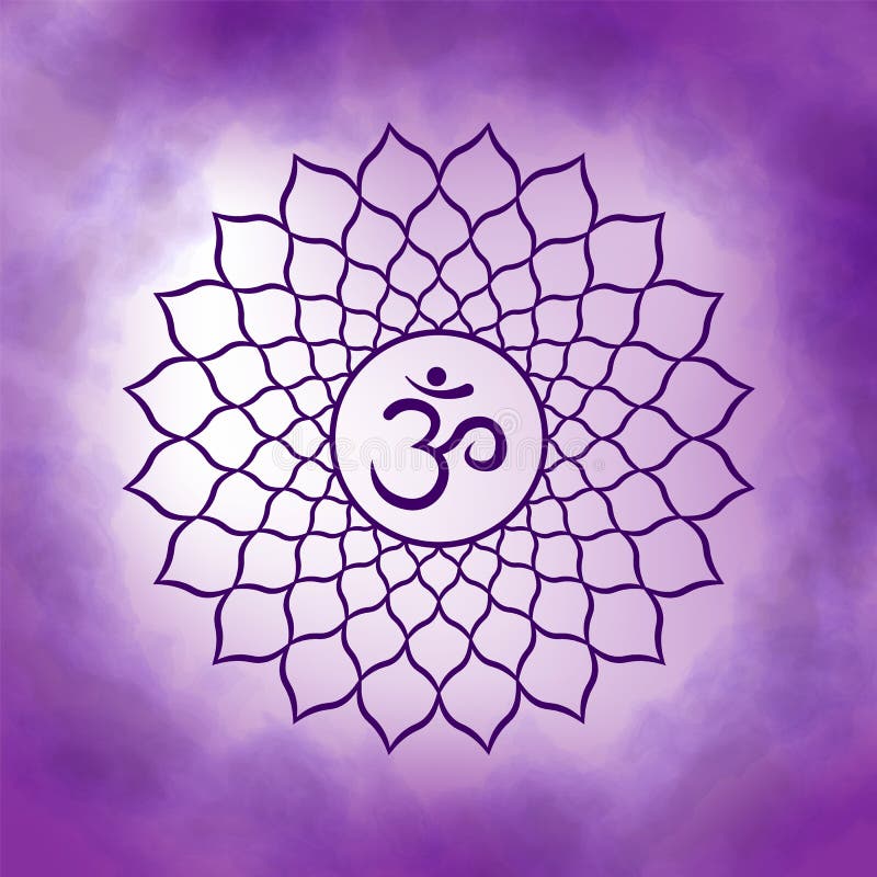 Sétimo Chakra Sahasrara Da Coroa Na Aquarela Roxa Ilustração Stock ...