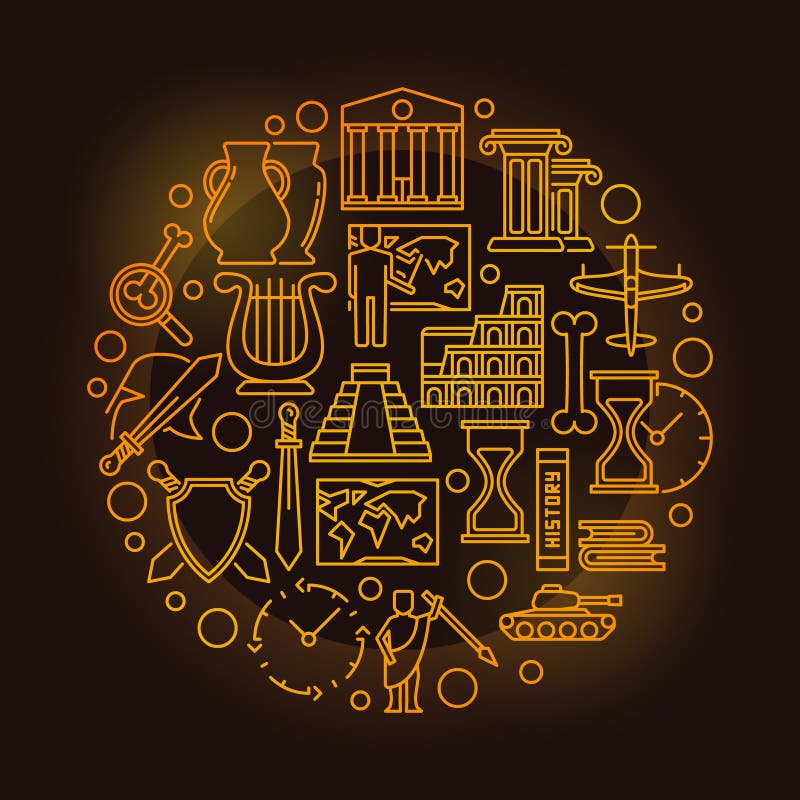 Línea Fina Mínima Iconos De La Historia Fijados Ilustración del Vector ...