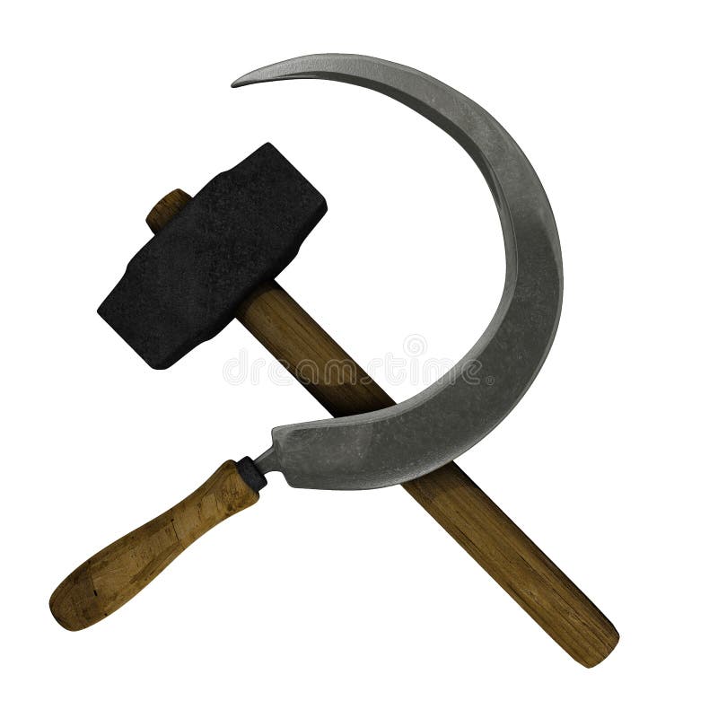 Símbolos Comunistas Martelo E Foice Na Estrela Vermelha Ilustração 3D ...