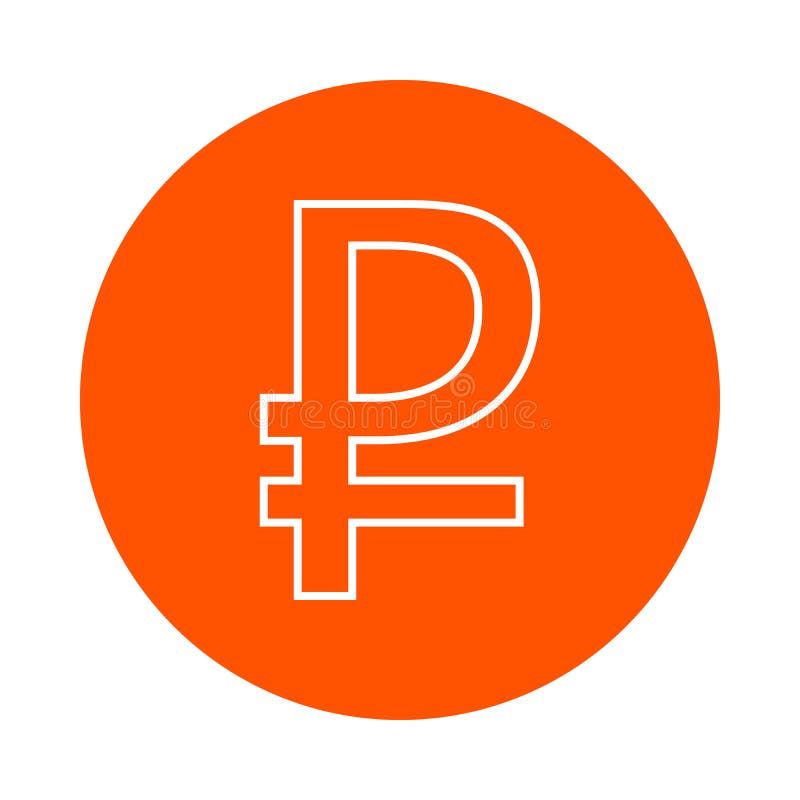 Símbolo De La Rublo Rusa, Icono Linear Redondo, Estilo Plano Stock de ...