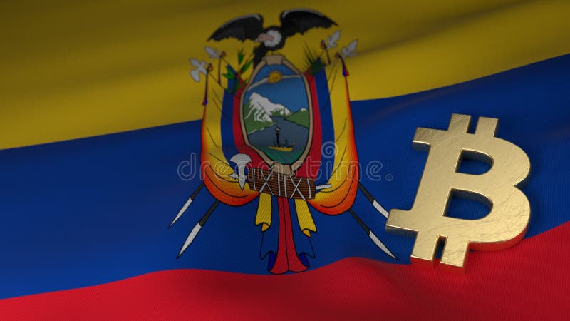 Símbolo De Moneda De Bitcoin En La Bandera De Ecuador Stock de ...