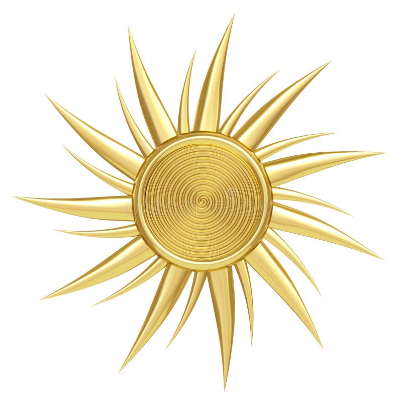 Símbolo De Oro Del Sol Aislado En Blanco Stock de ilustración ...