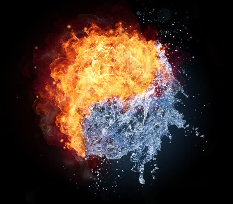 Símbolo De Yin Yang Con Agua Y El Fuego Ilustración del Vector ...