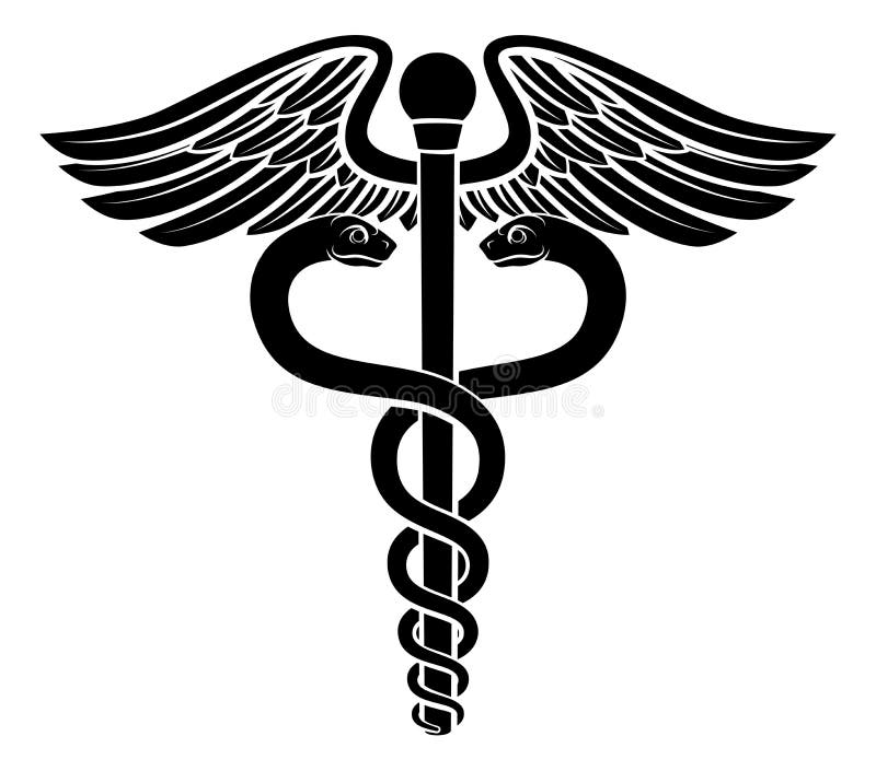 Caduceus o símbolo da cura ilustração do vetor. Ilustração de asas ...