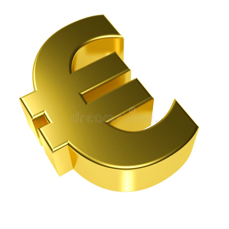 Símbolo do Euro do ouro 3d ilustração stock. Ilustração de comércio ...
