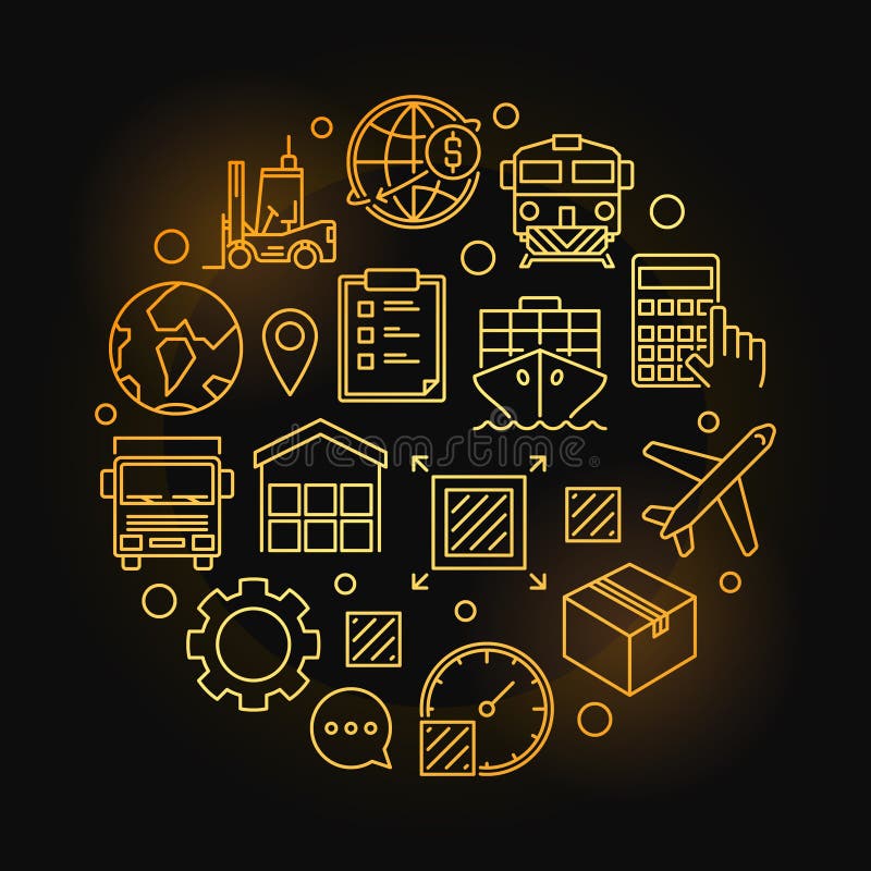 Ilustração Colorida Redonda Da Logística Ilustração do Vetor ...