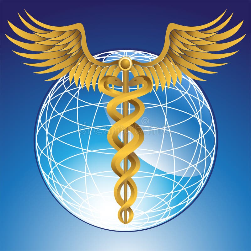 Símbolo Médico Do Caduceus Dourado Ilustração Stock - Ilustração de ...