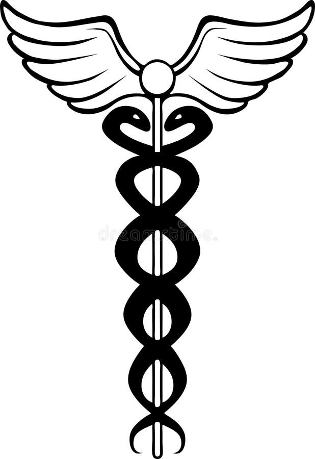 Ícone Isolado Preto Do Vetor Do Caduceus Símbolo Do ícone Da Medicina ...