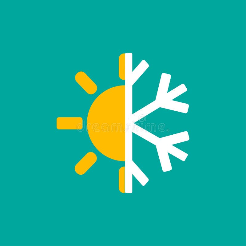 Ícone Quente E Frio Sun, Símbolo Do Floco De Neve Ilustração Stock ...