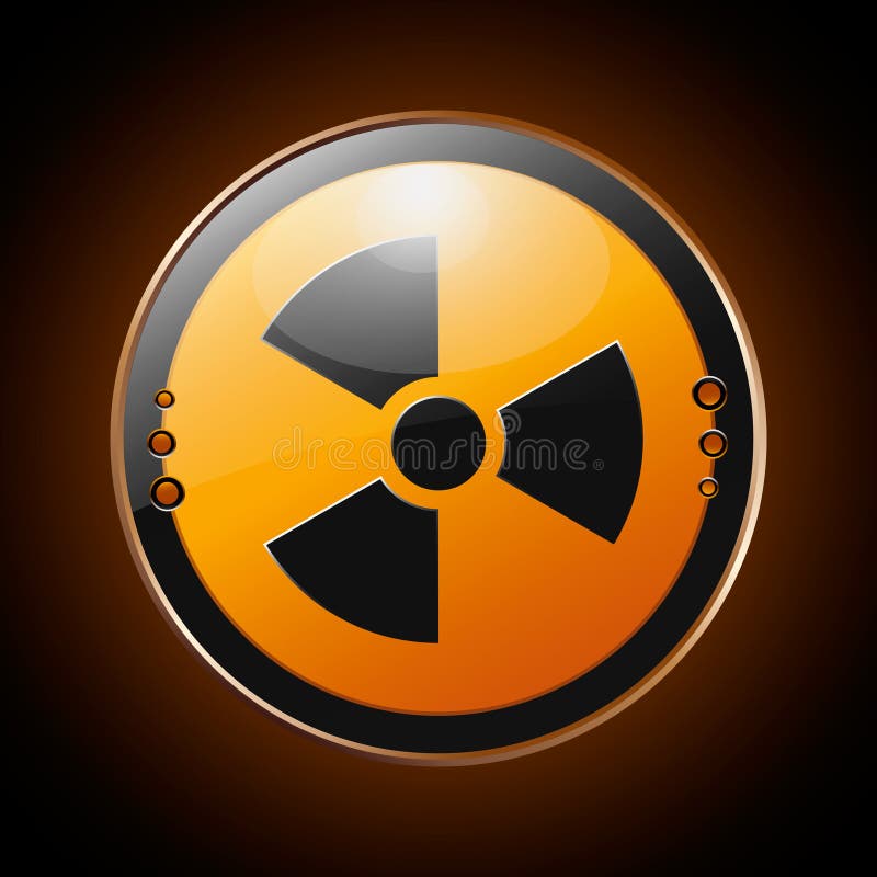 Icono Radioactivo Nuclear Dentro Del Emblema Verde. Fondo De Mosaico ...