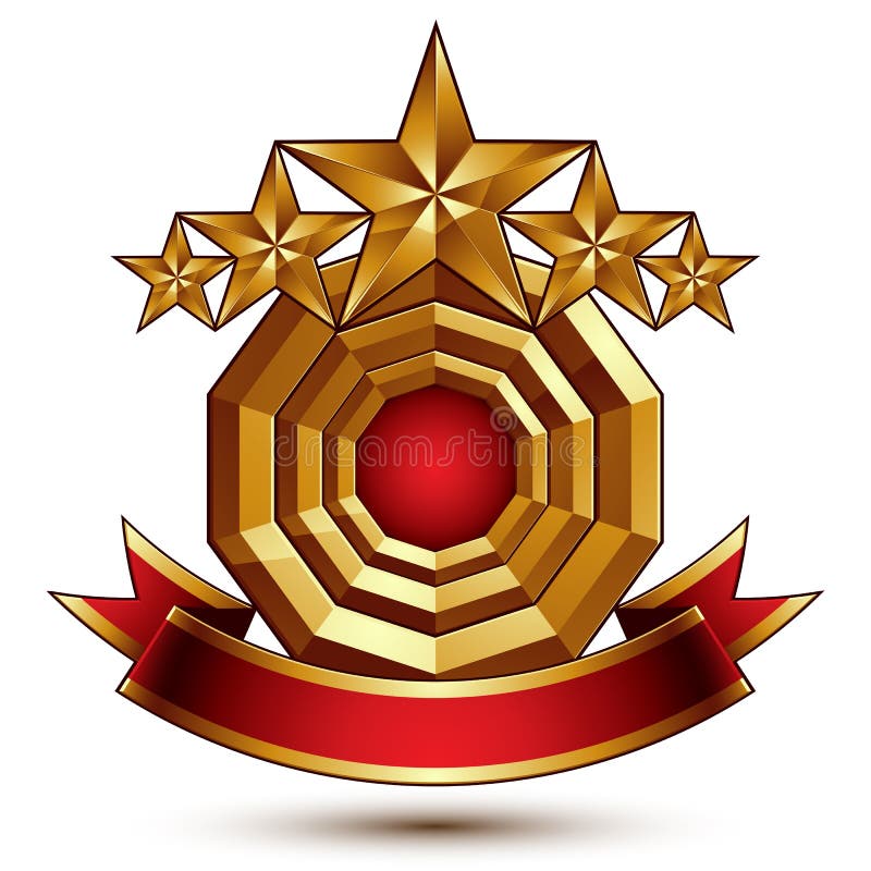 Símbolo Real Clássico Do Vetor 3d Com Cinco Sofisticados O St Dourado ...