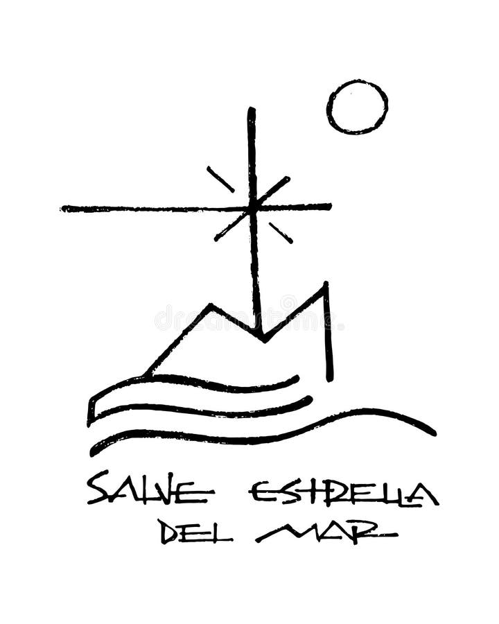 Símbolo Religioso Y Frase Que Representan Virgen María Ilustración del ...