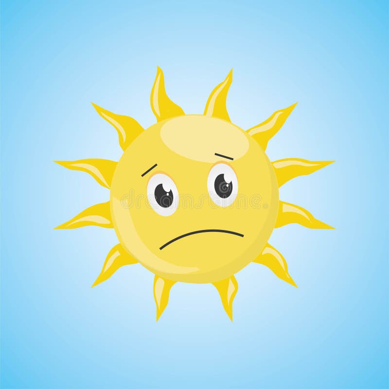 Sol Triste De La Historieta Ilustración del Vector - Ilustración de ...