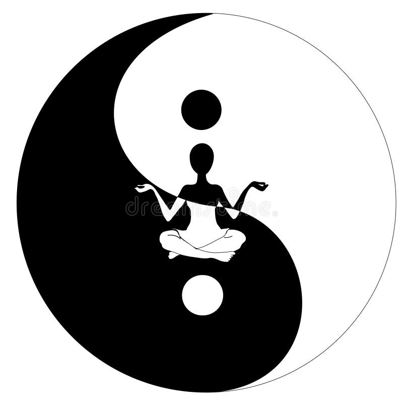 Símbolo y yoga de Yin yang ilustración del vector. Ilustración de yoga ...