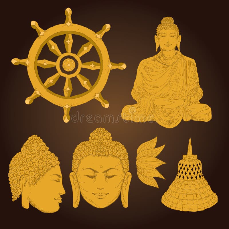 Símbolos Da Buda E Do Buddhism Ilustração do Vetor - Ilustração de flor ...