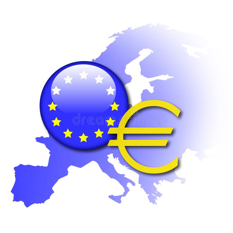 Símbolos Da União Europeia E Do Euro Ilustração Stock - Ilustração de ...