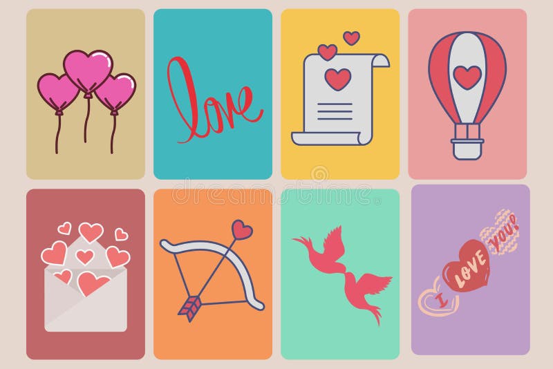 Símbolos de amor. stock de ilustración. Ilustración de tarjeta - 216729612