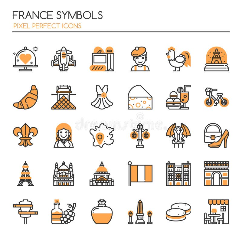 Símbolos E ícones Da França Marco De França Ilustração do Vetor ...
