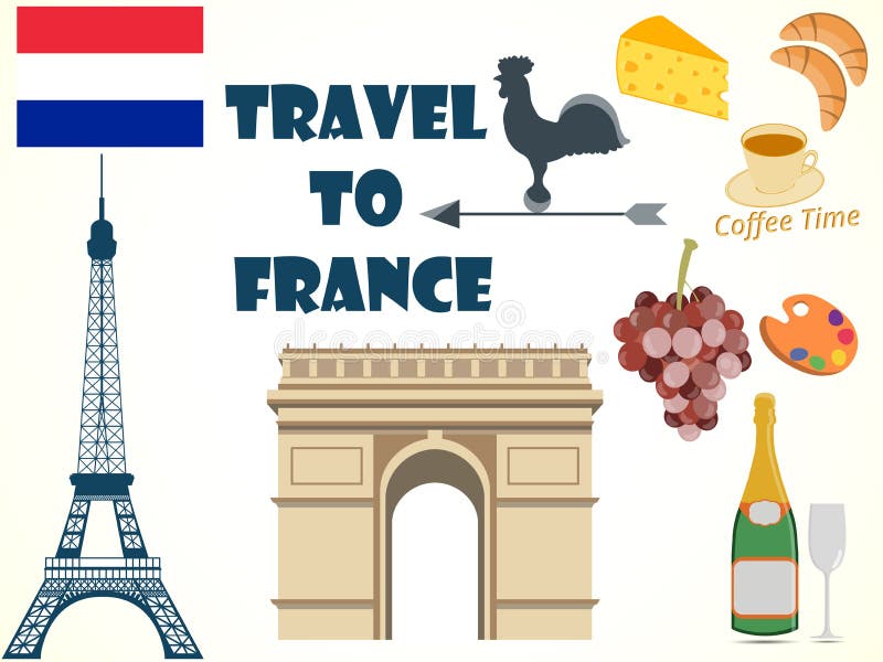 Símbolos De Francia Conjunto Turismo Objeto Con El Movimiento Illu Del ...