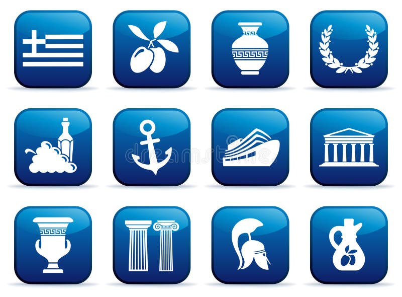 Símbolos de Grecia ilustración del vector. Ilustración de antiguo ...