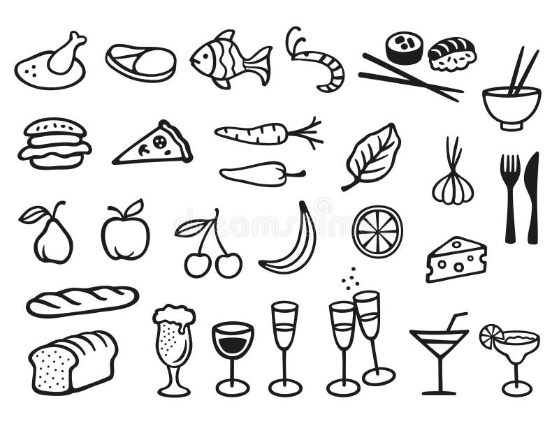 Símbolos De La Comida Y De La Bebida Ilustración del Vector ...