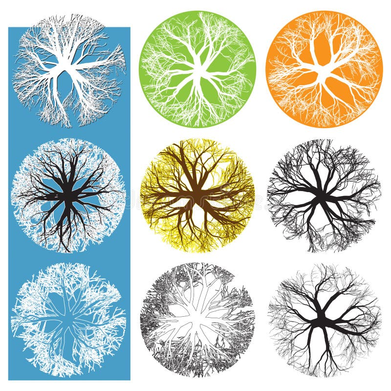 Un Conjunto De Símbolos De La Copa De árbol Ilustración del Vector ...