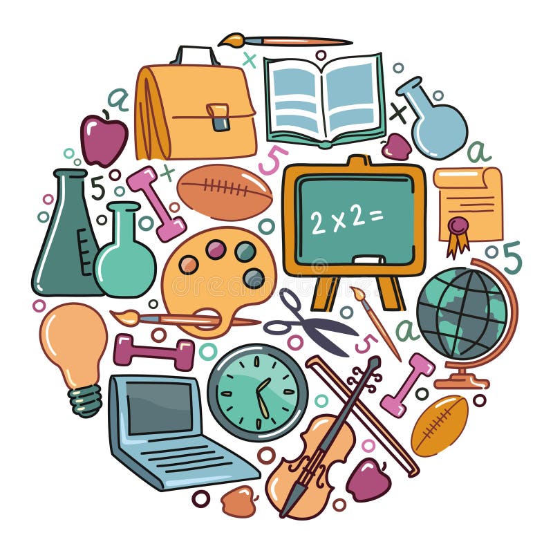 Símbolos De La Escuela Y De La Educación Ilustración del Vector ...