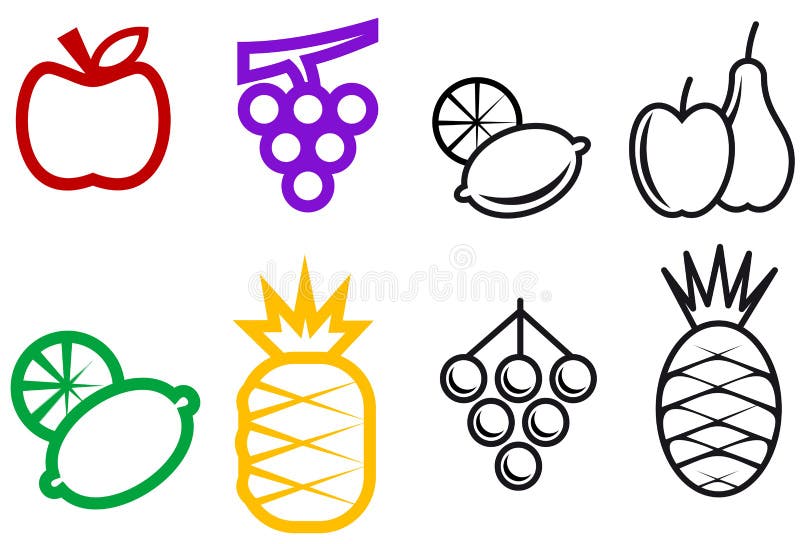 Símbolos de la fruta ilustración del vector. Ilustración de postre ...