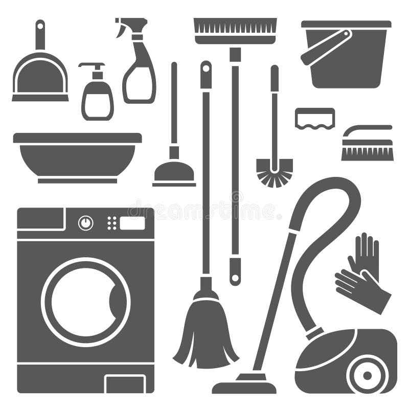 Símbolos de la limpieza ilustración del vector. Ilustración de conjunto ...