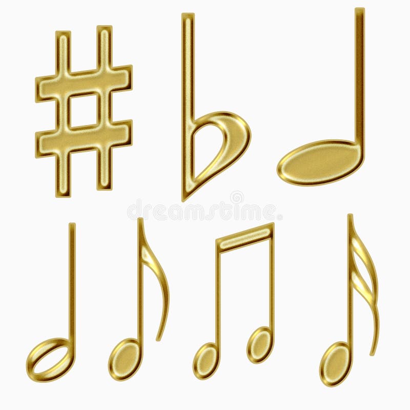 Símbolos de música do ouro ilustração stock. Ilustração de afiado - 6540898