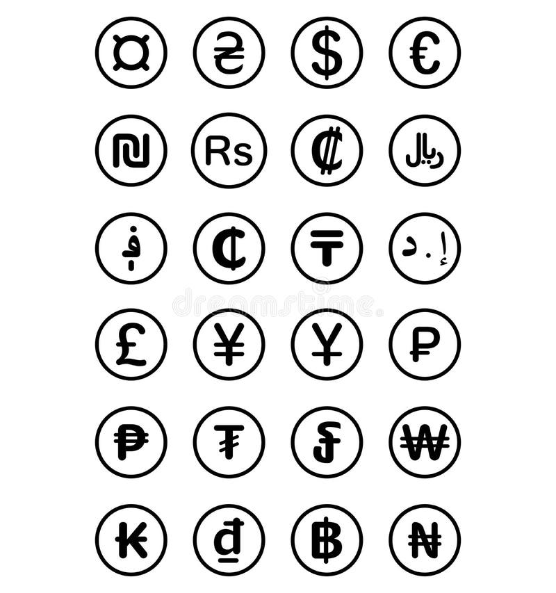 Sinais De Moedas, Símbolos De Moeda Do Vetor, Moeda Do Mundo Foto de ...