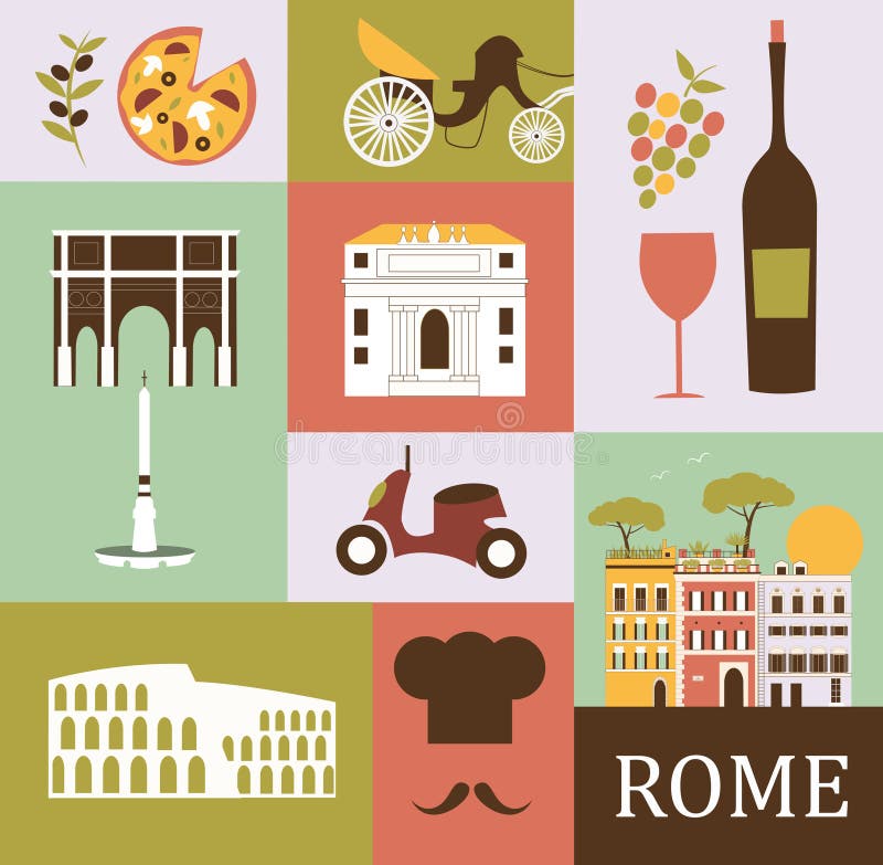 Símbolos de Roma ilustración del vector. Ilustración de aislado - 46387185