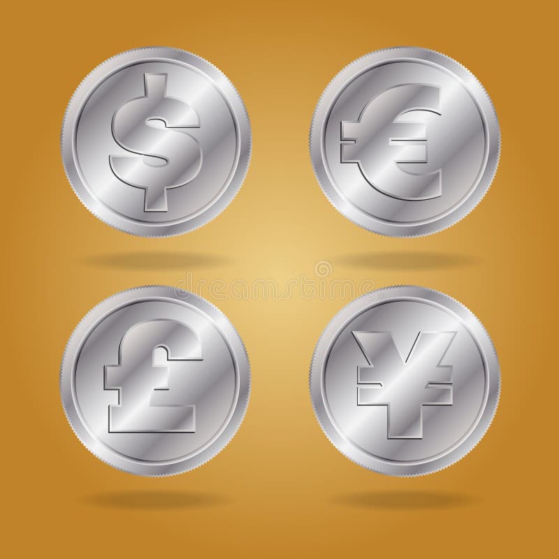 Símbolos de várias moedas ilustração do vetor. Ilustração de sombra ...