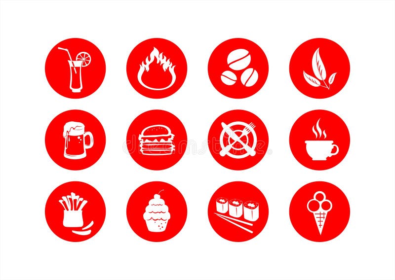 Sistema De Símbolos De La Comida Ilustración del Vector - Ilustración ...