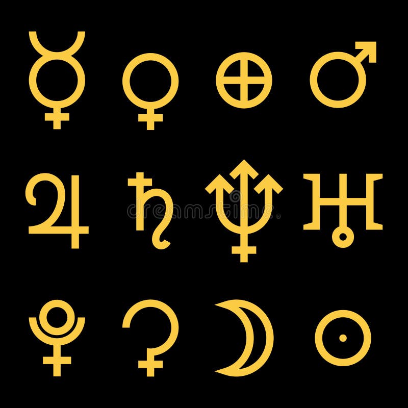 Símbolos Do Planeta Da Astrologia Ilustração do Vetor - Ilustração de ...