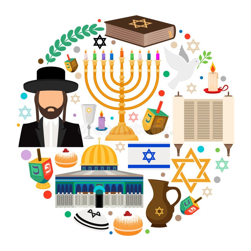 Símbolos Judíos Del Día De Fiesta Ilustración del Vector - Ilustración ...