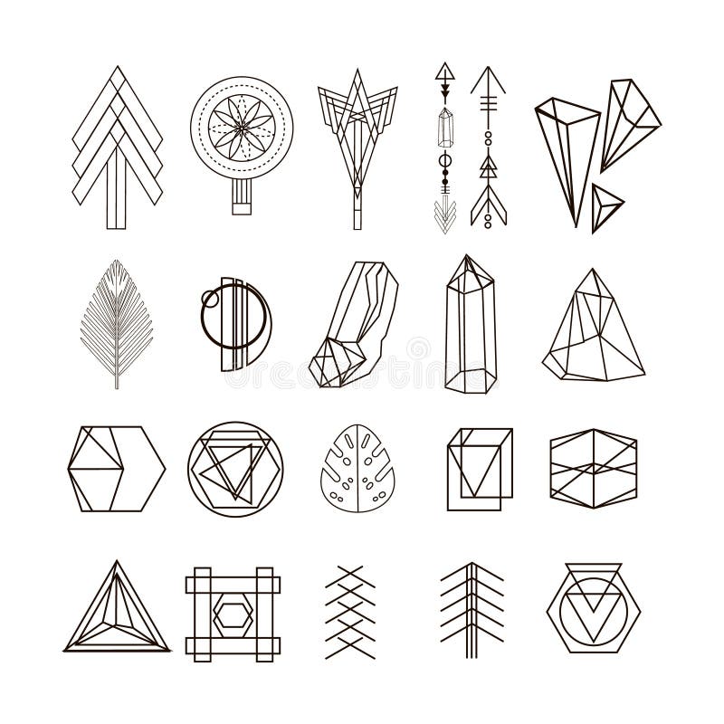 Símbolos Lineares, ícones E Logotypes Do Moderno Na Moda Ilustração do ...