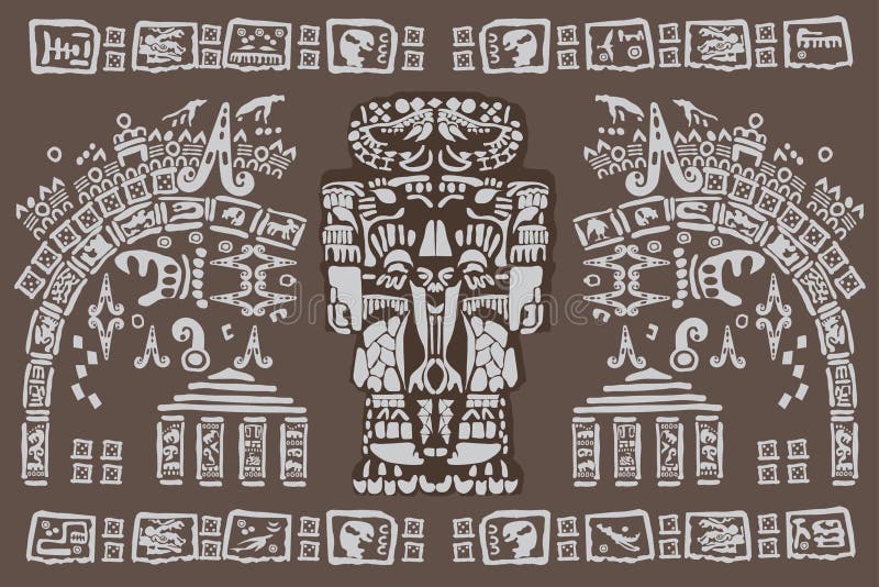 Símbolos mayas ilustración del vector. Ilustración de mito - 3145561