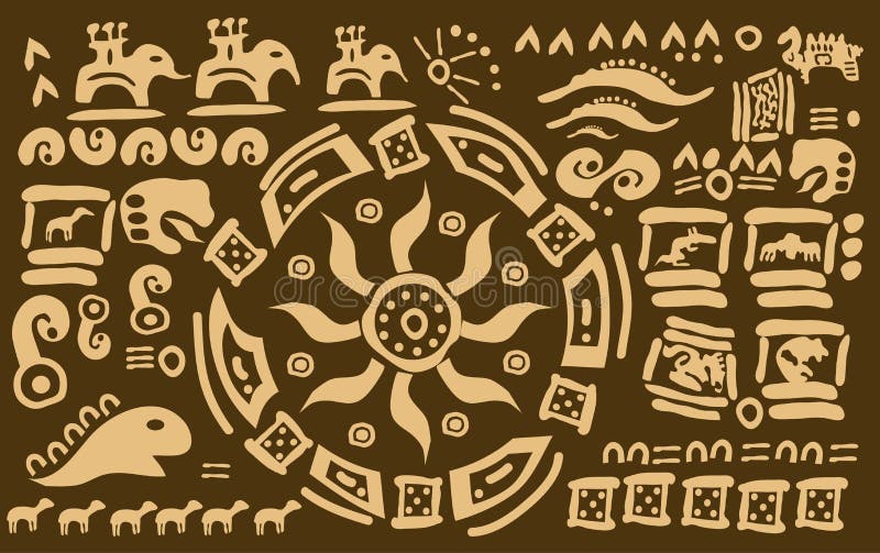 Símbolos mayas ilustración del vector. Ilustración de mito - 3145561
