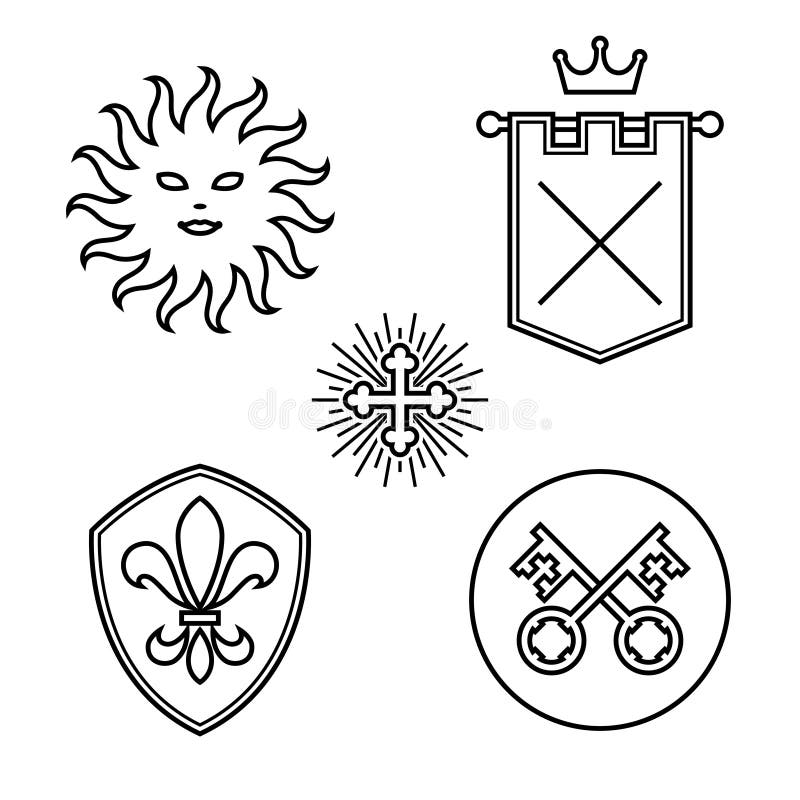 El Sistema De Símbolos Medievales Lucha Los Cascos Para Los Caballeros ...