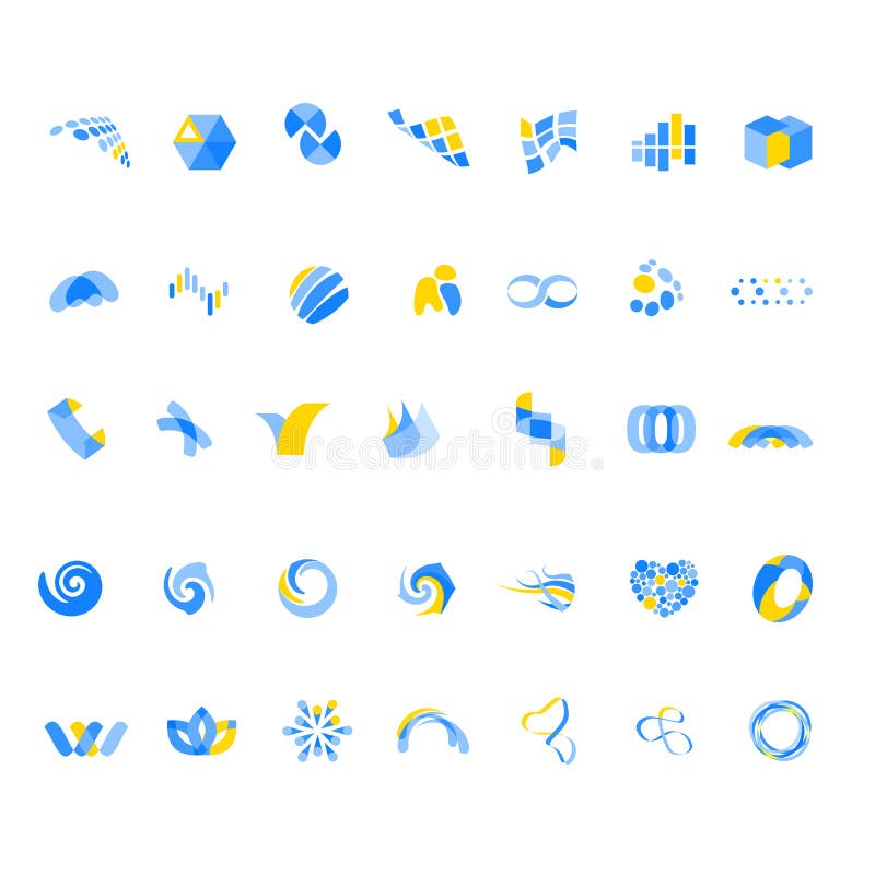 48 Símbolos Na Moda Abstratos Diferentes Ilustração do Vetor ...