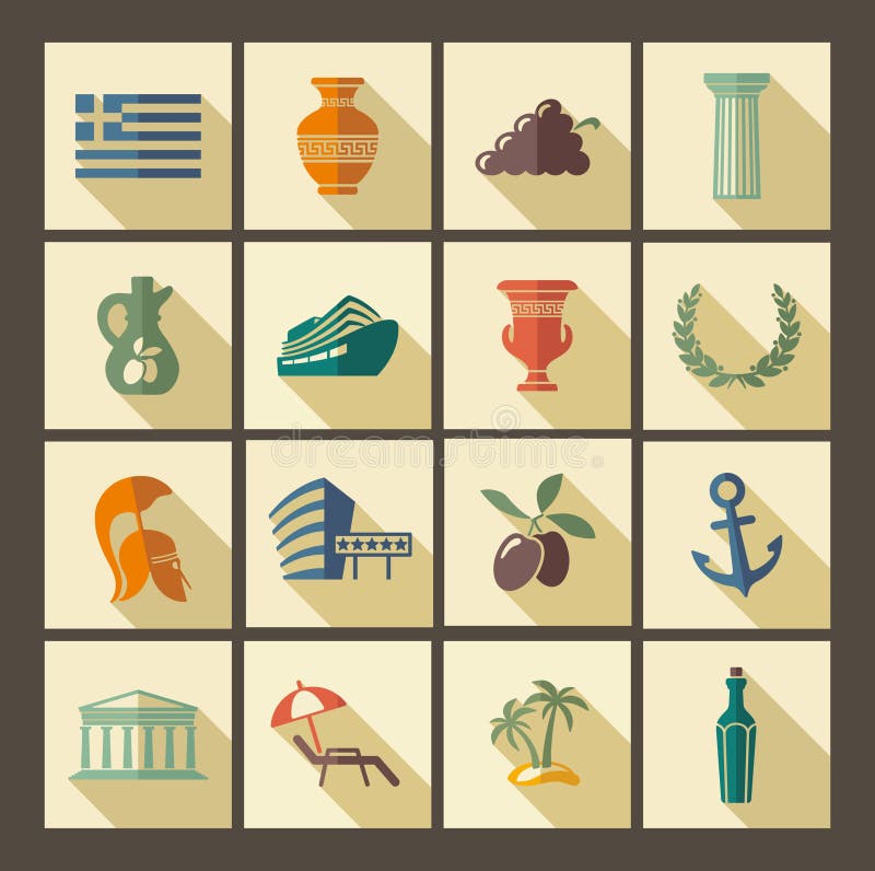 Símbolos de Grecia ilustración del vector. Ilustración de antiguo ...