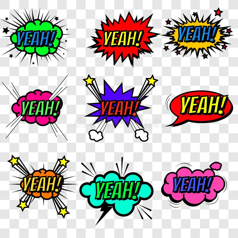 Collection Multicolored Comic Sound Effects. Stock Vector ...
