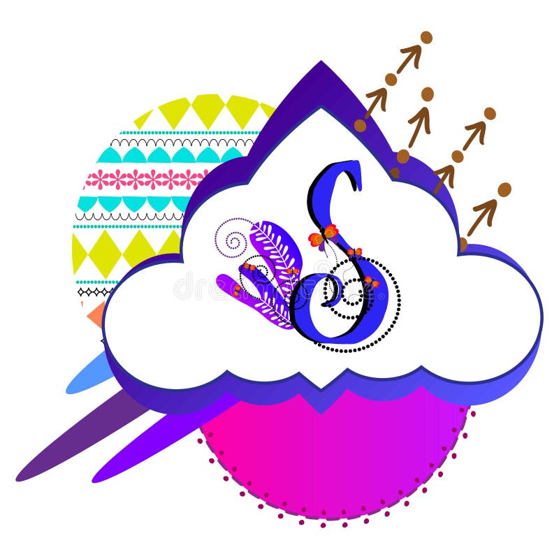 S Alphabet. Letter S Gradient Label. Vector Sticker Frame Using Shapes ...