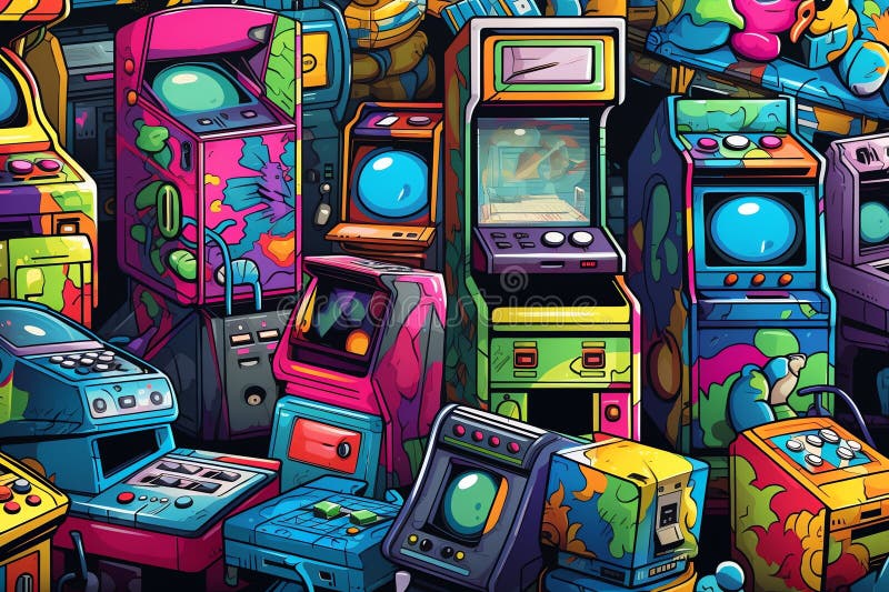 90s Arcade Cabinets 90s Retro Pattern Stock Illustration - Illustration ...