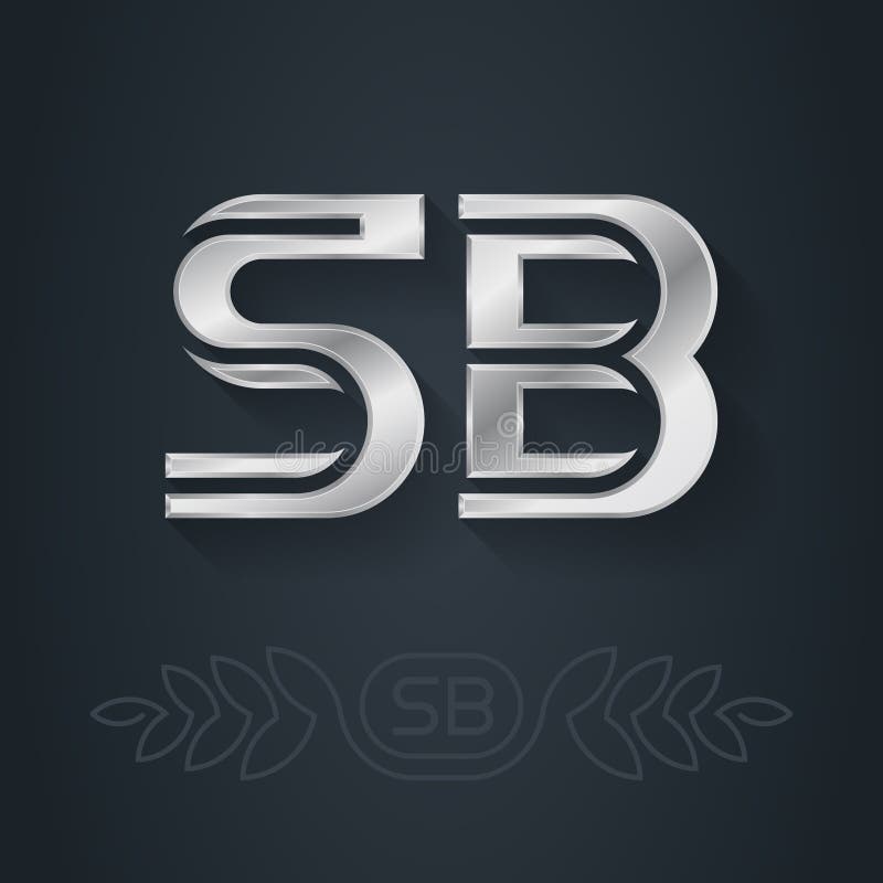 S and B - Initials or Silver Logo. SB - Metallic 3d Icon or Logotype ...