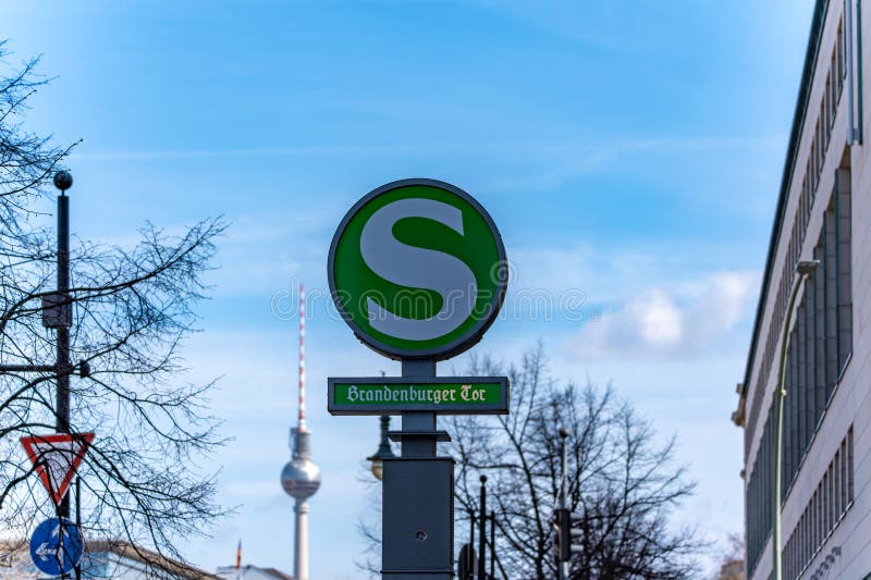 S-Bahn Sign at the Brandenburg Gate. Stock Photo - Image of symbol ...