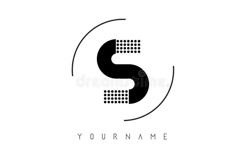 S Black Dotted Letter Logo with a Circular Rounded Frame Stock Vector ...