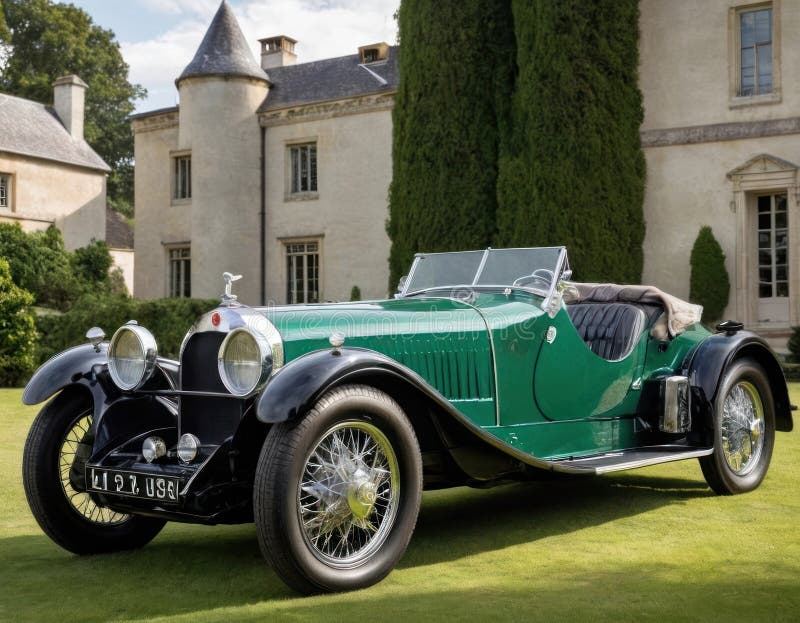 1920s Bugatti Type 35 Convertible, Gradient Emerald Green and Black ...
